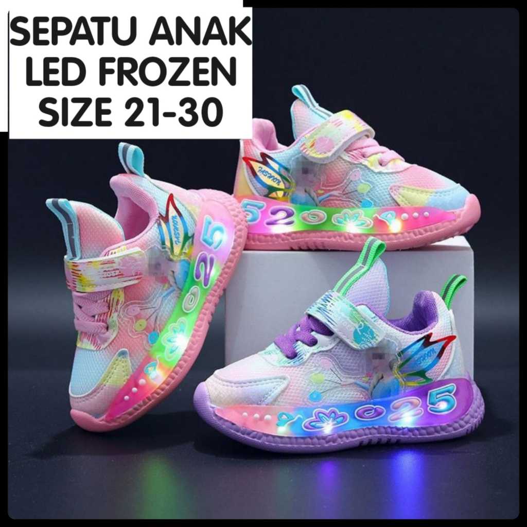 Jual (LOLI-JKT) SP- L025 SEPATU ANAK LED FROZEN BAHAN RINGAN TEBAL SIZE 21-30 | Shopee Indonesia