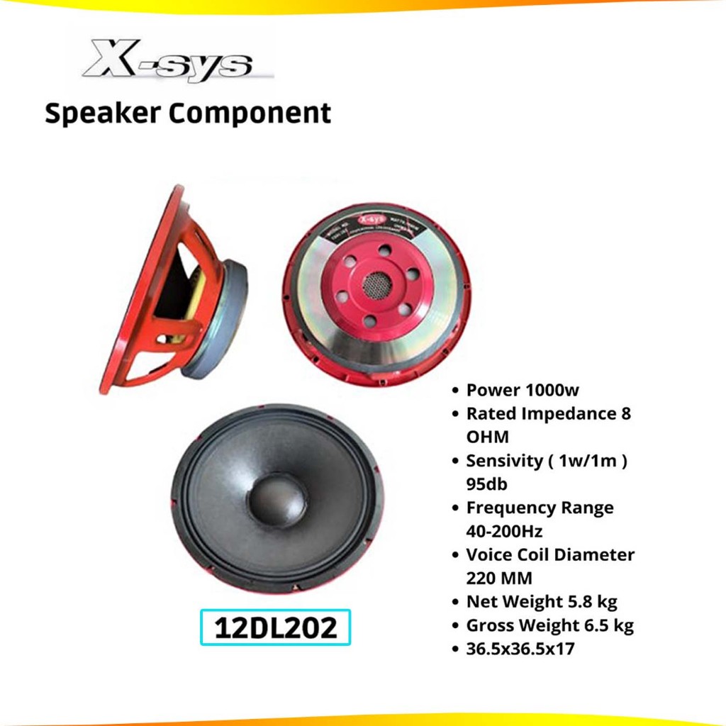 Jual X-Sys Komponen Speaker woofer merk tipe 12DL202 Professional ...