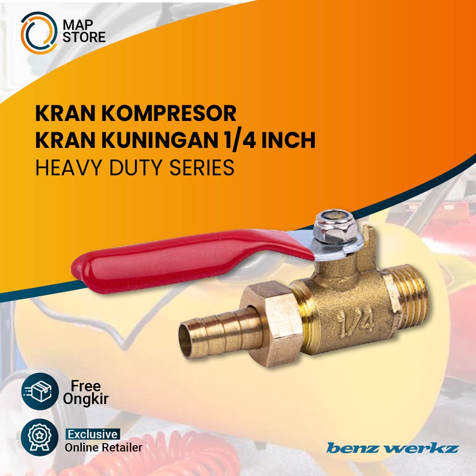 Jual Kran Angin Kompresor / Stop Kran Hato 1/4" / Hato kuningan 1/4 ...