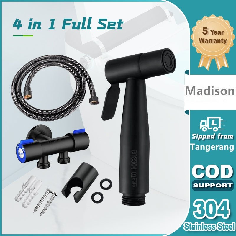 Jual SUS 304 Jet Shower Toilet /Bidet Spray Hitam dengan Selang 1.5M ...