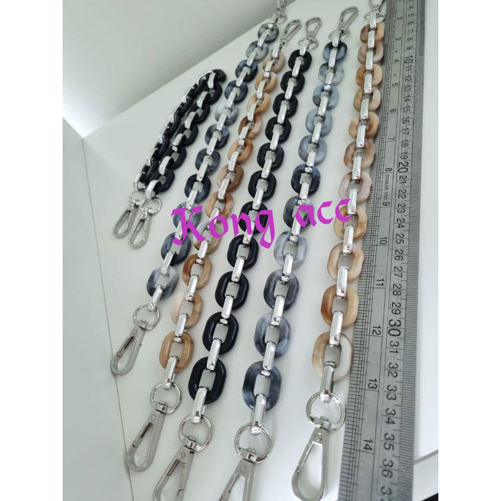 Jual RANTAI TALI TAS SILVER PREMIUM / RANTAI TAS PLASTIK ACRYLIC 40CM ...