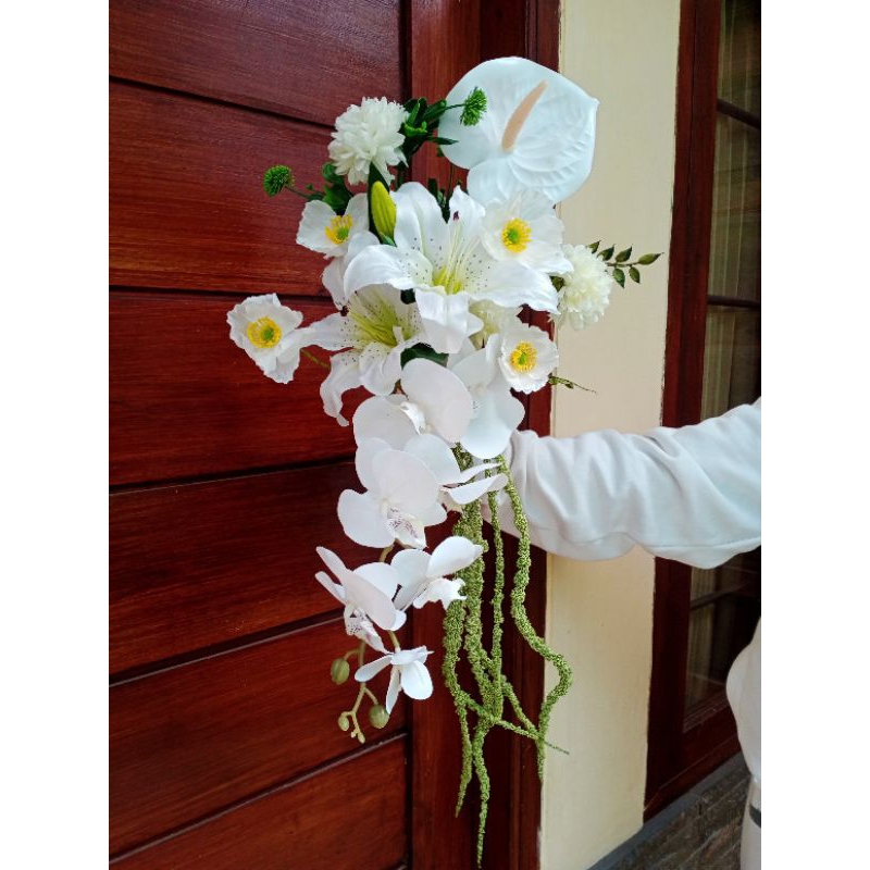 Jual (READY) Wedding Bouquet Artificial Orchid Flower Series | Buket ...