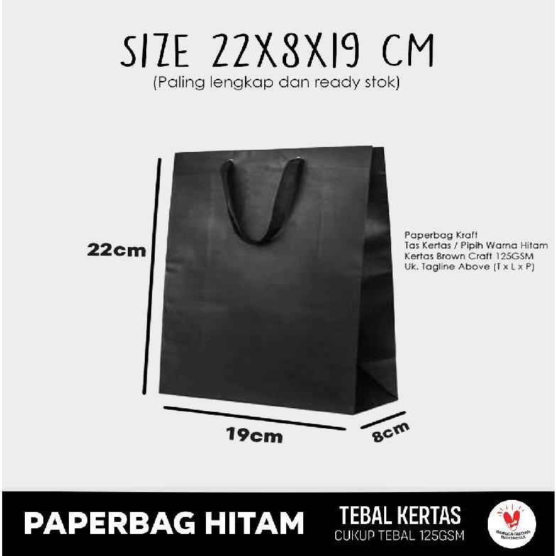 Jual Paper Bag Polos Hitam (Tali Kur) Paper Bag Kado Uk. 22x8x19 cm / Paper Bag Mini Gift ...