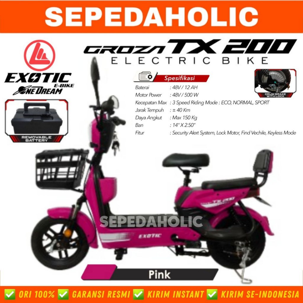 Jual Sepeda Listrik EXOTIC GROZA TX200 TX 200 BY PACIFIC 500 Watt ...