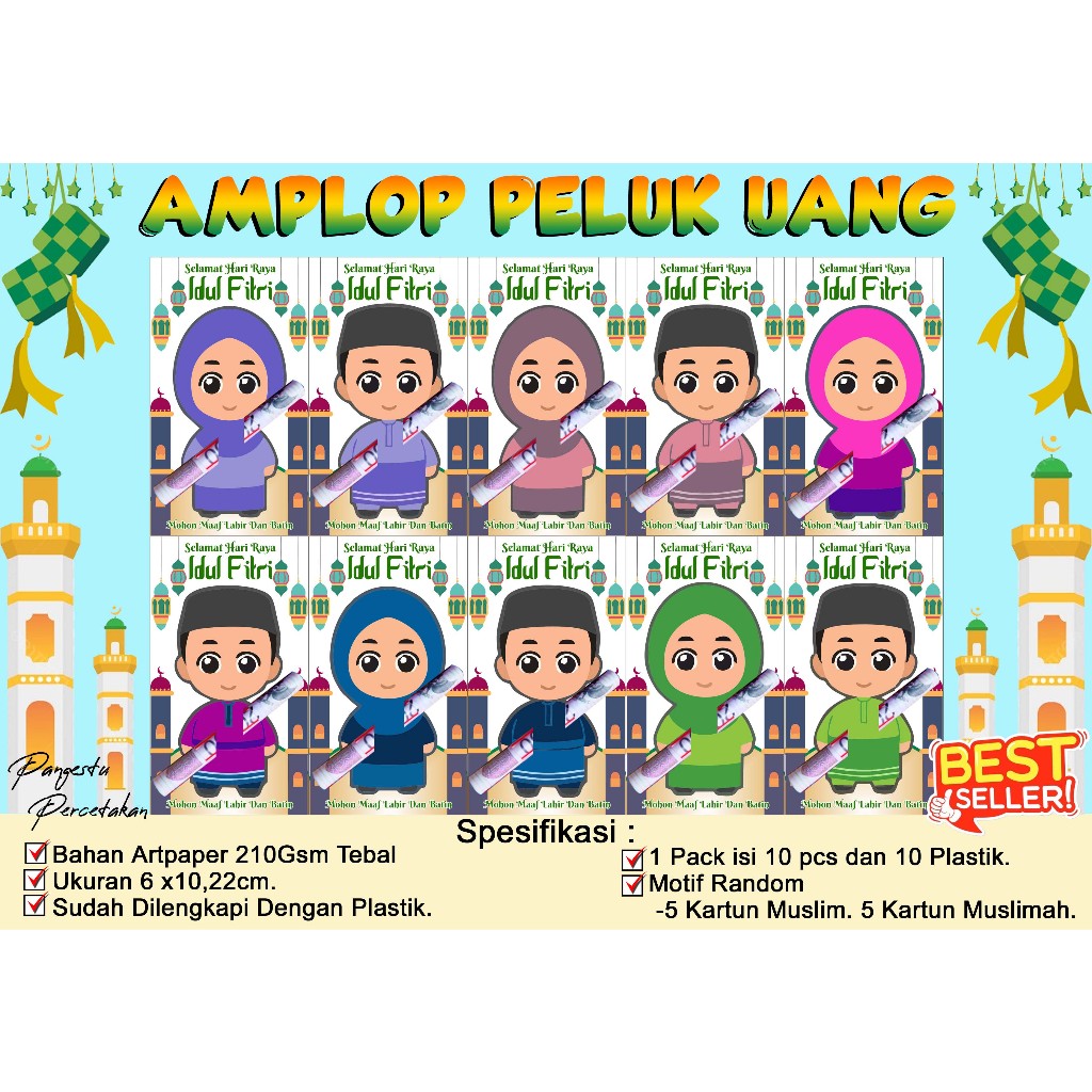 Jual 10pcs Amplop Lebaran Peluk | Amplop Lebaran Unik | Amplop Lebaran ...
