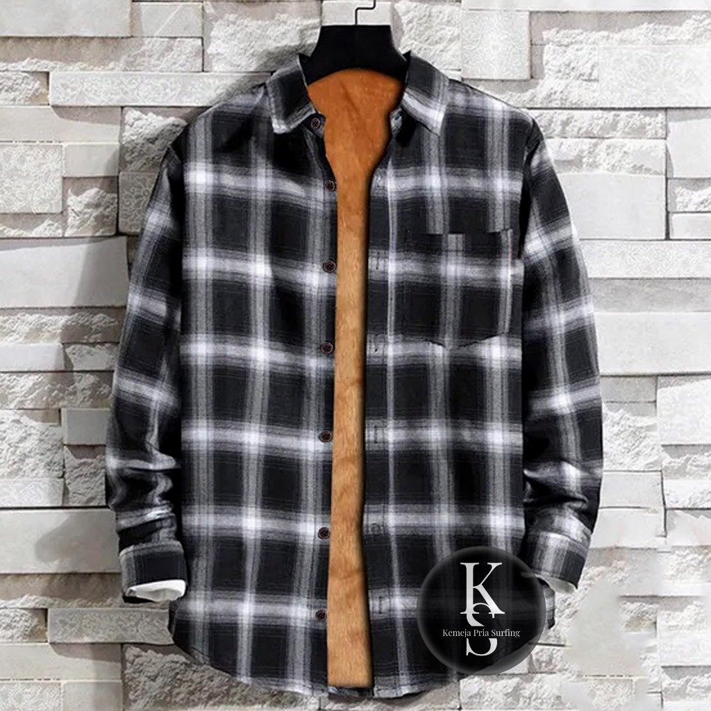 Jual kemeja flanel pria lengan panjang casual Slimfit | Shopee Indonesia