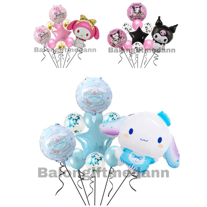 Jual PAKET DEKOR SANRIO KUROMI MELODY CINAMOROLL METALIK & CONFETTI ...