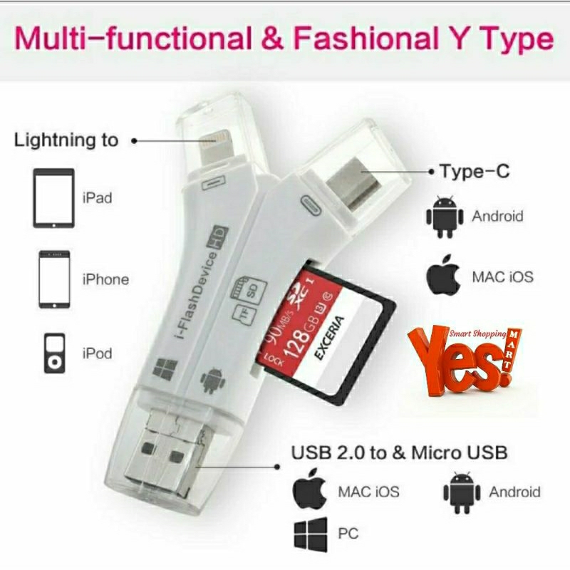 Jual OTG Card Reader 4in1 i-Flash Device for Android iPhone PC | Shopee ...