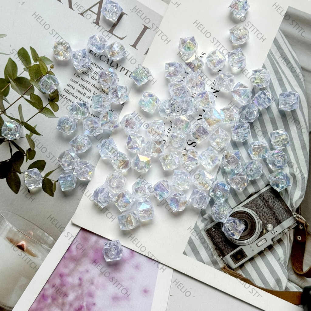 Jual 15 gr Manik-manik Mote Transparan AB - SQUARE RHOMBUS 10 MM ...
