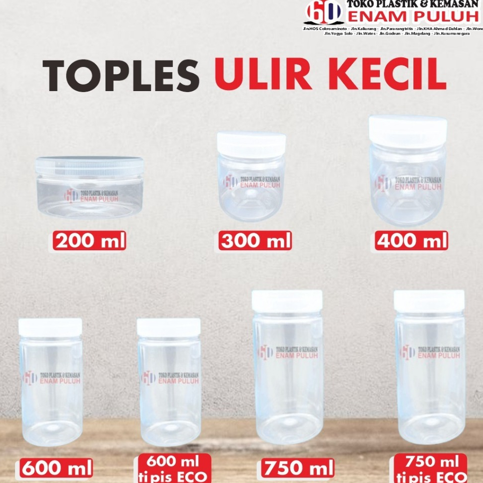 Jual Toples Ulir 200ml, 300ml, 400ml, 600ml, 750ml isi 10pcs toples ...