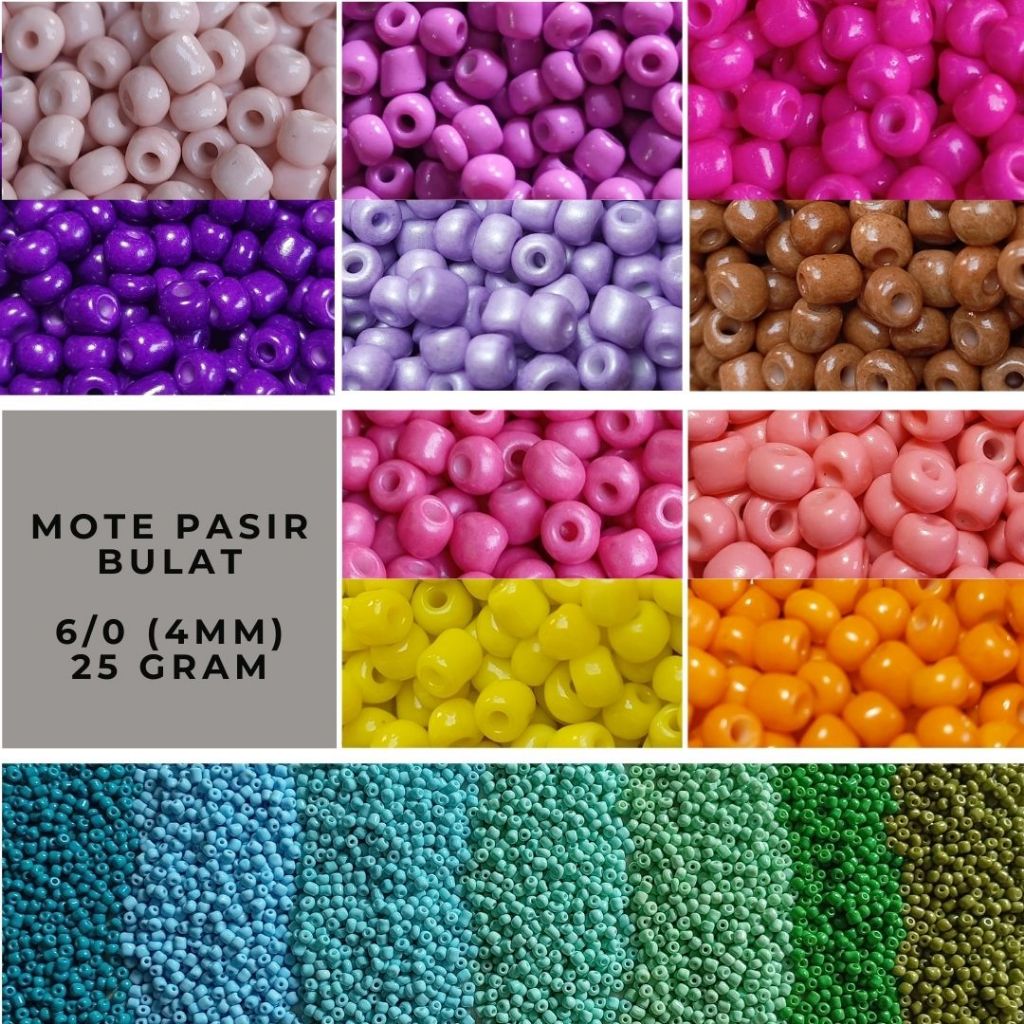 Jual [25 gram] Manik / Payet / Mote pasir ukuran 6/0 (4mm) | Shopee ...