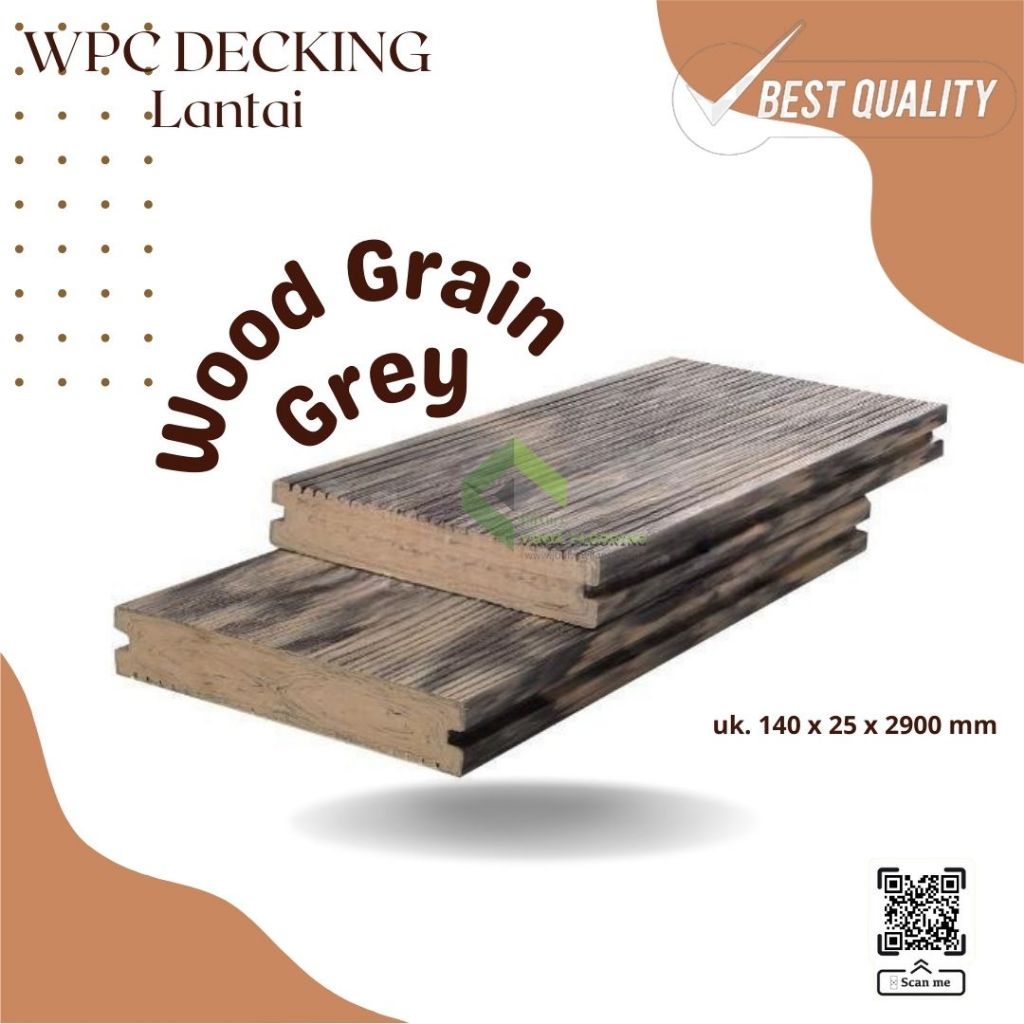 Jual WPC Decking Wood Grain Grey uk. 140cm x 2,9m tebal 25mm | Shopee Indonesia