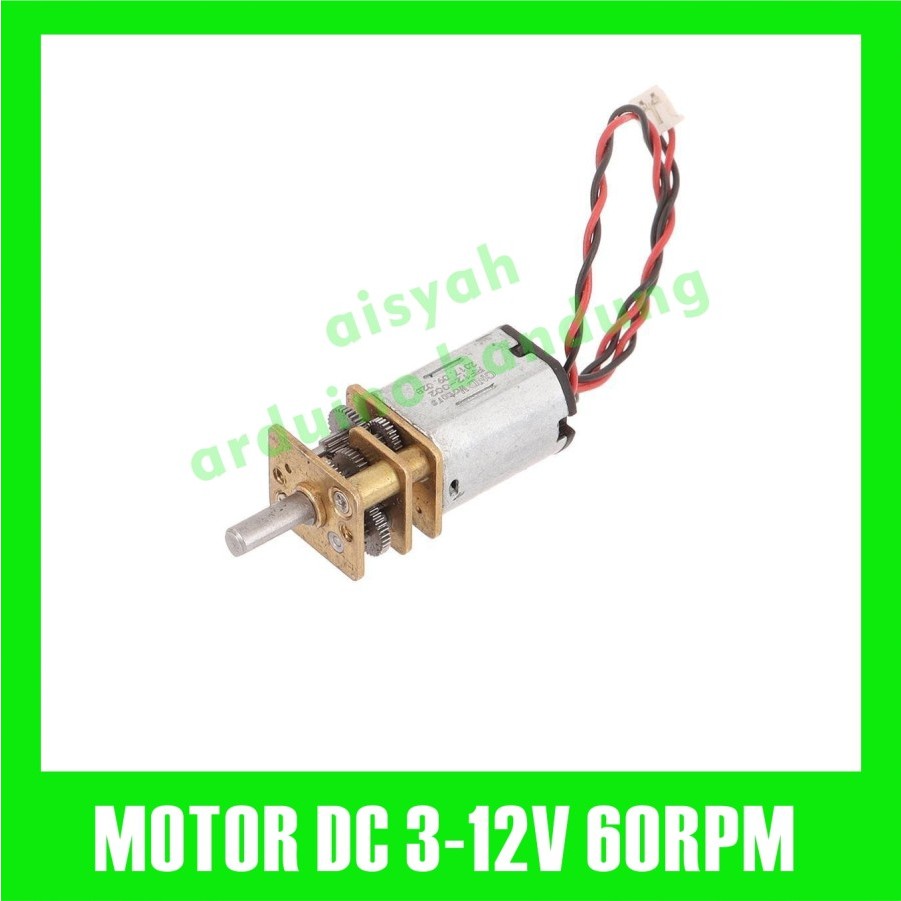 Jual Motor DC 3V 12V 60RPM Slow Speed Micro N20 Full Metal Gearbox ...