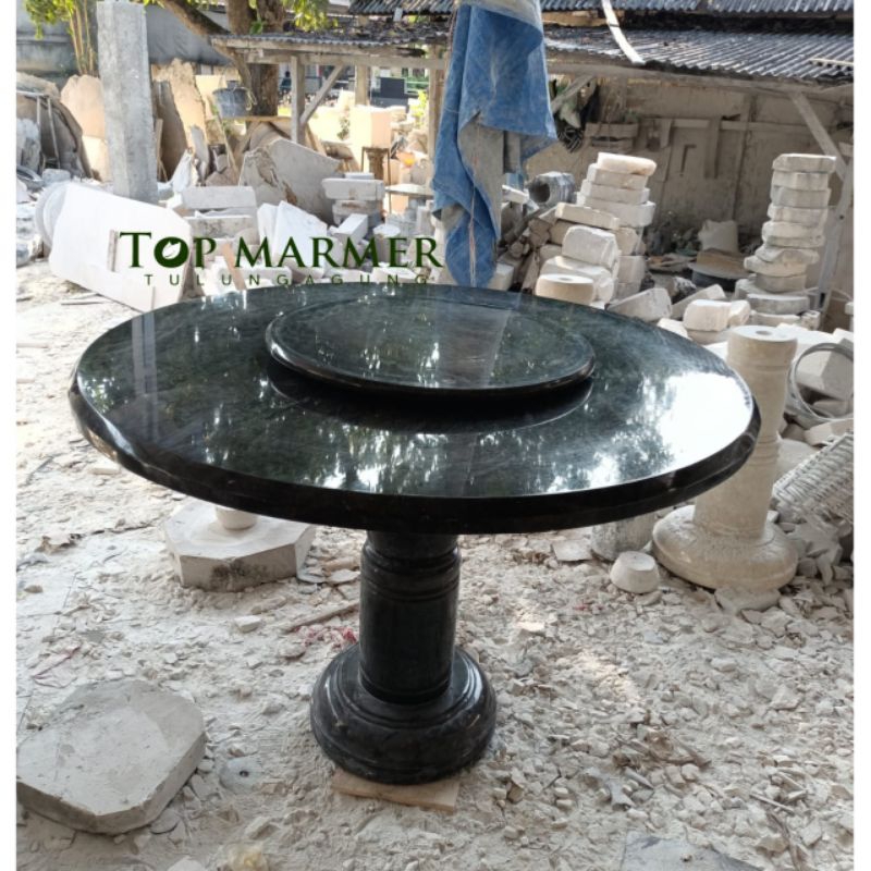 Jual Meja bulat putar batu marmer hitam glossy | Shopee Indonesia