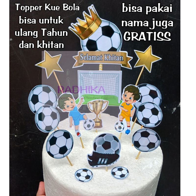 Jual Topper kue sepak bola football custom nama dan ucapan | Shopee ...