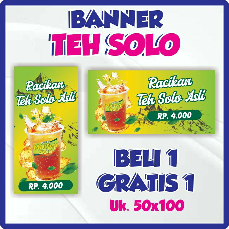 Jual SPANDUK BANNER TEH SOLO BELI 1 GRATIS 1 uk. 50x100 cm | Shopee ...