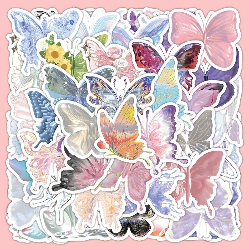 Jual 63pcs Sticker Shiny Colorful Butterfly 3D Waterproof Stiker HP ...