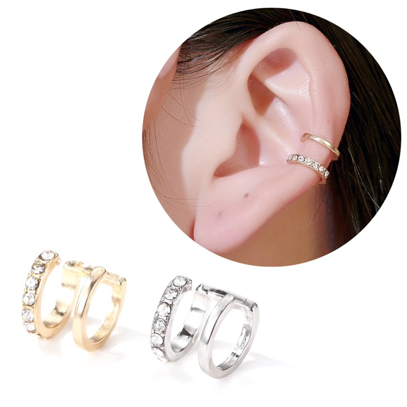 Jual Cathleen Crystal Earcuff Clip Earrings Anting Klip Cuff Zircon ...
