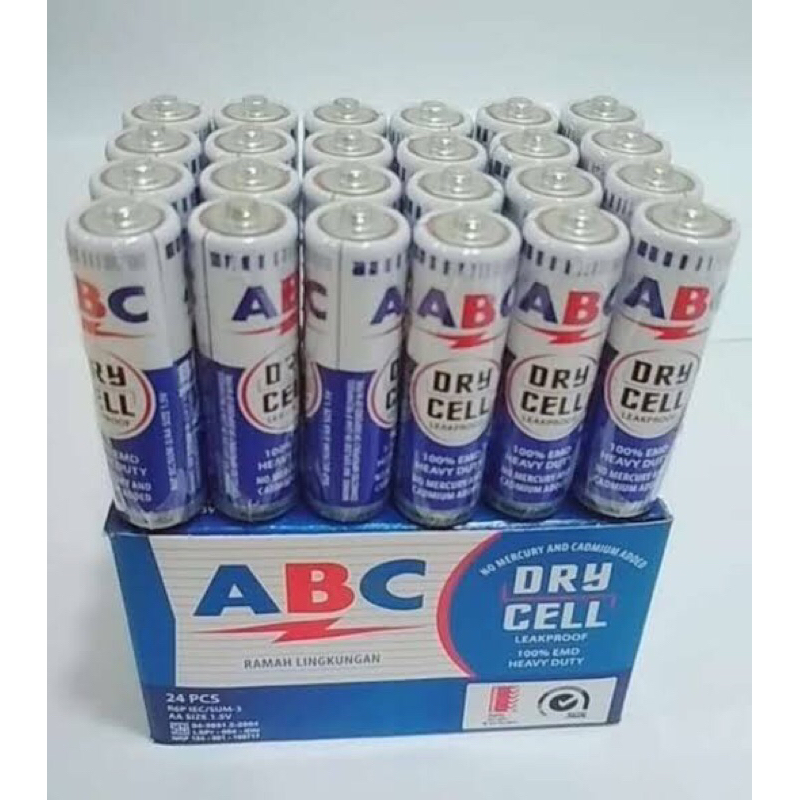 Jual Battery ABC Biru AA Isi 24 PCS Battery ABC Biru A2 1 kotak isi ...