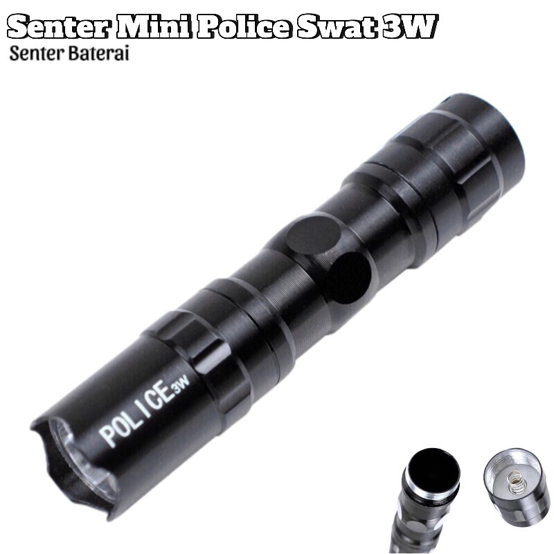 Jual Senter Mini Police Swat 3W LED / 3W Flashlight Swatt / Senter ...