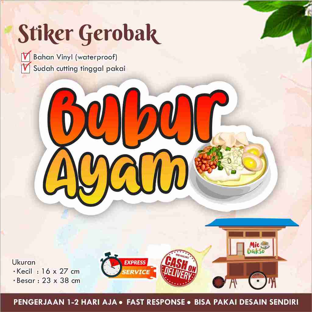 Jual STIKER KACA GEROBAK VINYL BUBUR AYAM / LABEL MAKANAN | Shopee ...