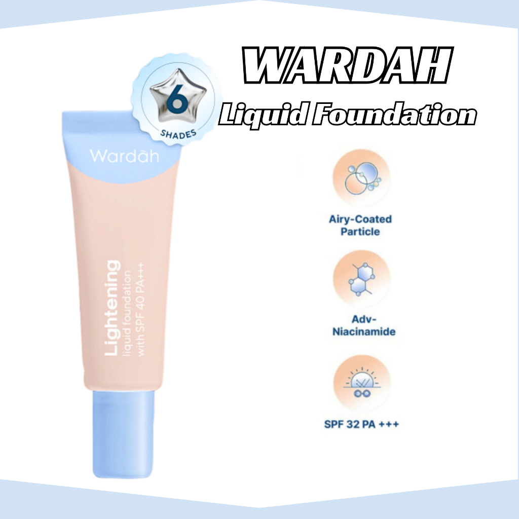 Jual Wardah Lightening Liquid Foundation SPF 30 PA+++ 6ml & 25ml ...