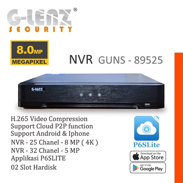 Jual GLENZ NVR 8 MP 25 CHANNEL - GUNS 89525 (P6SLite) | Shopee Indonesia