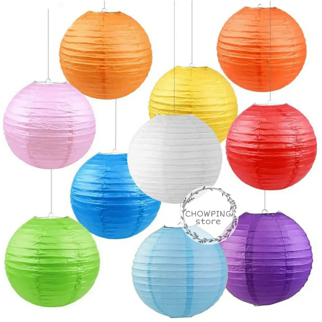 Jual Lampion Gantung Kertas Bulat Paper Lantern 30 cm Aneka Warna ...