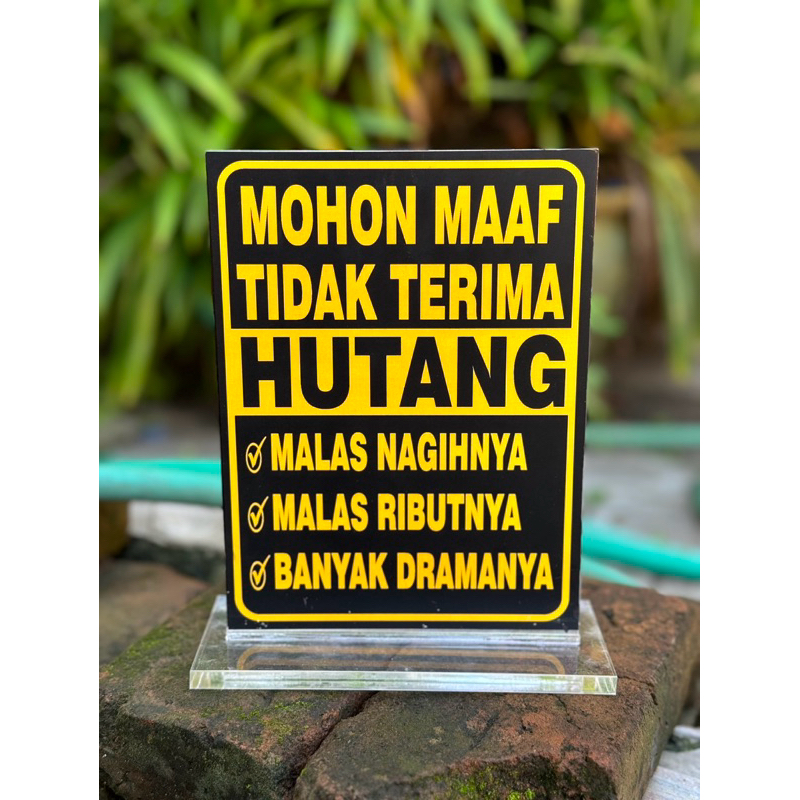 Jual PAPAN MEJA MOHON MAAF TIDAK TERIMA HUTANG AKRILIK TEBAL UKURAN ...
