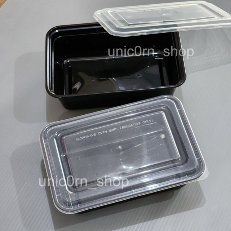 Jual Thinwall Black Rectangle 650ml Kotak Makan Hitam 650 Ml Isi 25