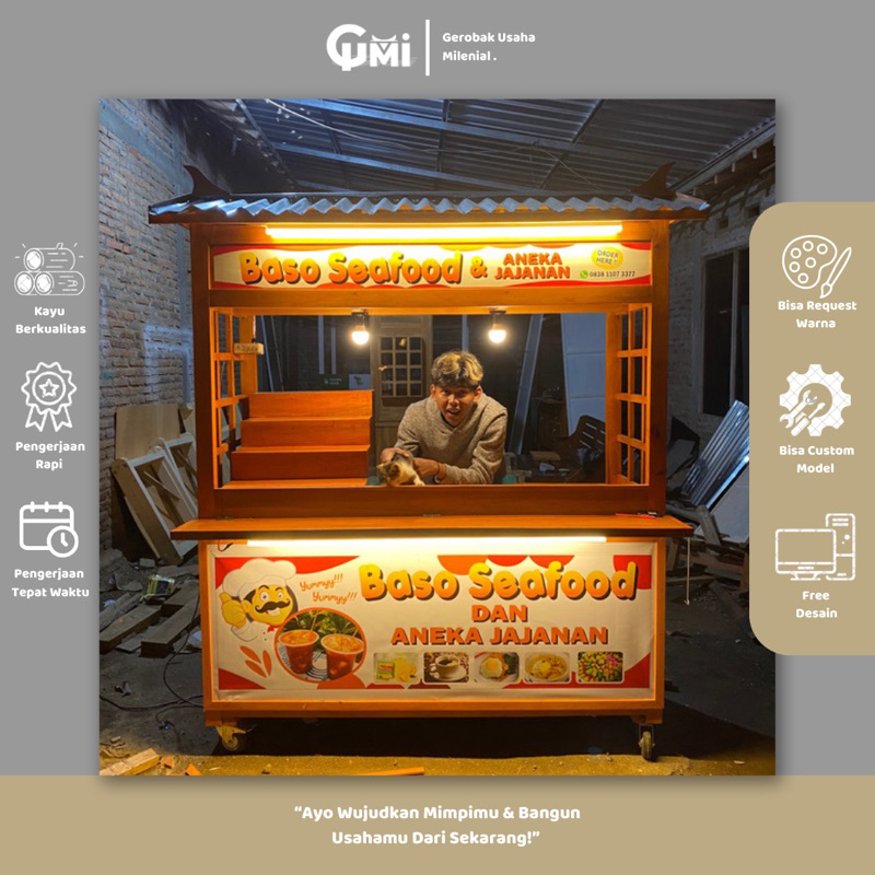 Jual Gerobak Bakaran - Gerobak Bakso Seafood | Booth Aneka bakaran ...