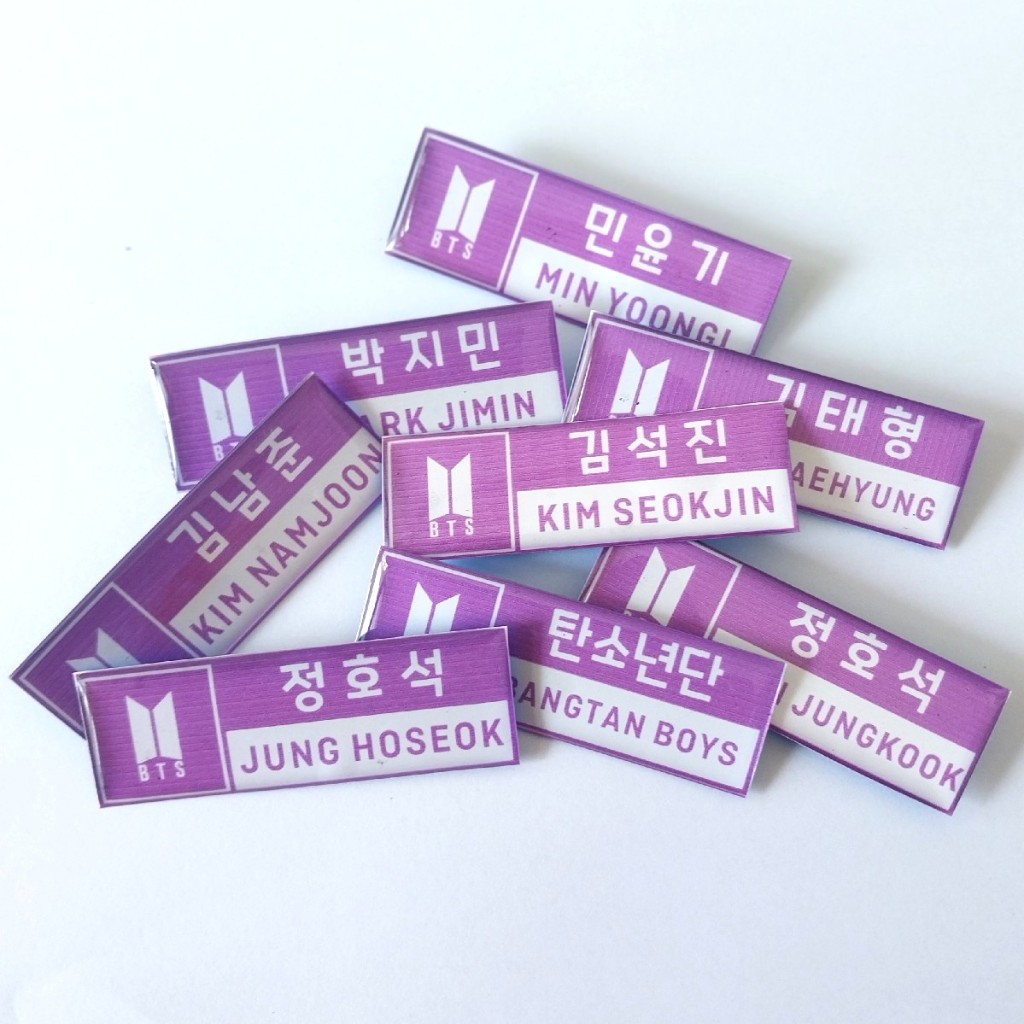 Jual PIN / Name Tag BTS school sekolah KPOP Ungu | Shopee Indonesia