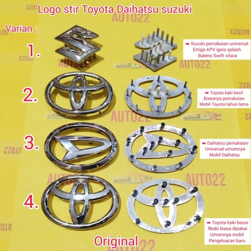Jual logo stir lambang emblem stir Toyota Daihatsu suzuki chrome ...
