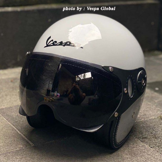 Jual Helm Vespa Sprint Italy Grey Materia List Jahit | Shopee Indonesia