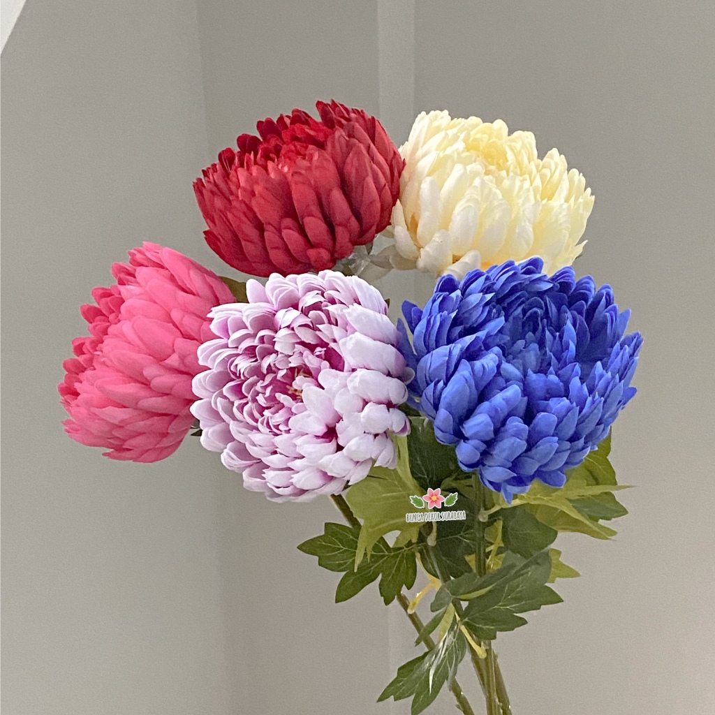 Jual CHRYSANTHEMUM K1 JUMBO BUNGA KRISAN BUATAN BAHAN KAIN HIASAN ...
