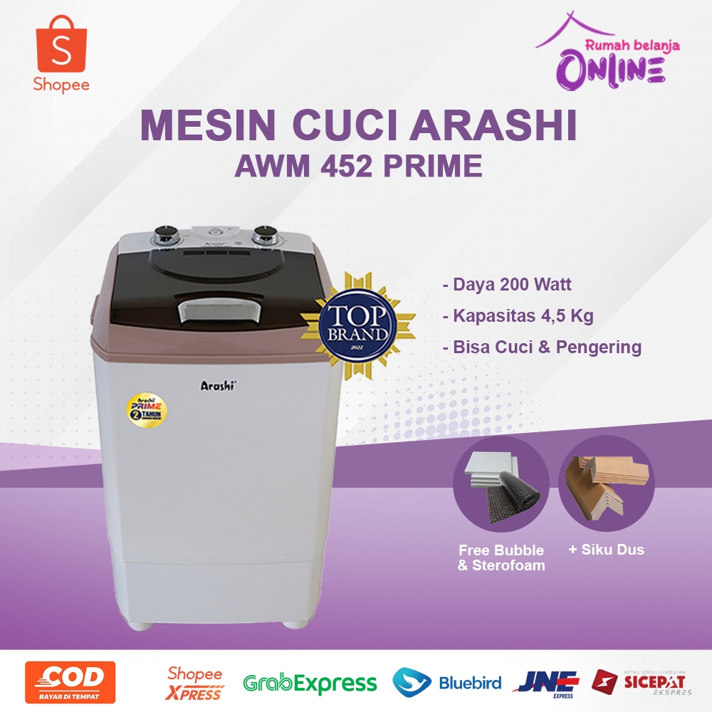 Jual ARASHI MESIN CUCI PRIME AWM 452A 1 TABUNG 4,5 KG GARANSI 2 TAHUN ...