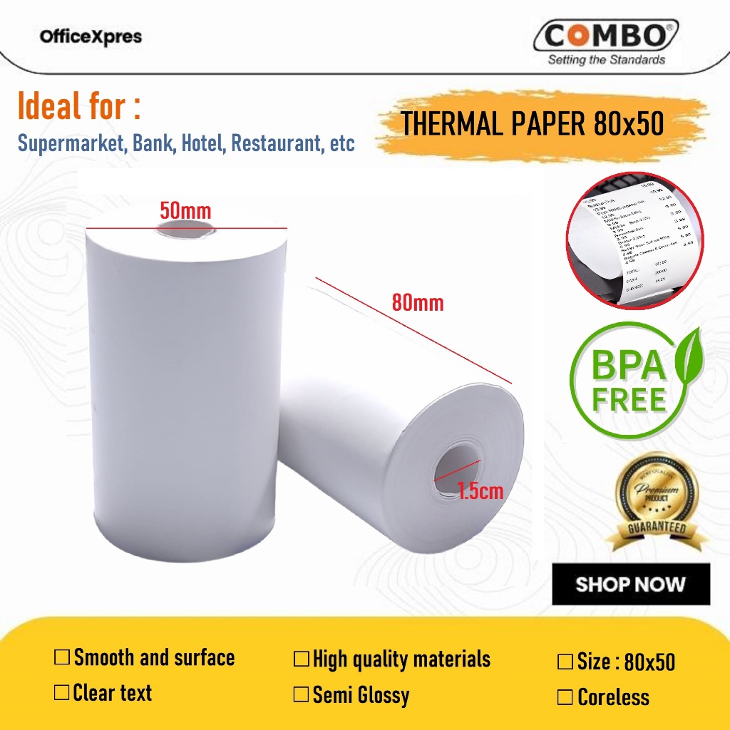 Jual Thermal Paper 80x50B / Kertas Thermal Roll 80 x 50 / Kertas Struk ...