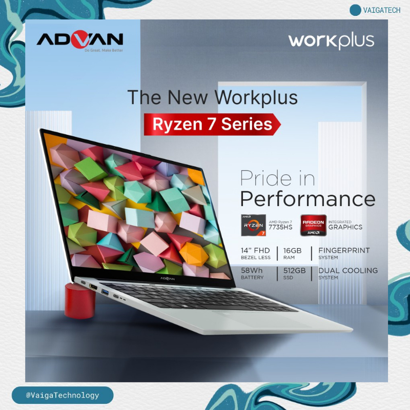Jual ADVAN Laptop Workplus AMD RYZEN 5 6600H 14'' FHD IPS 16GB 512GB ...