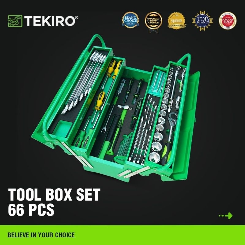 Jual TOOL BOX / TOOL KIT SET 66PCS TEKIRO Box Cover Besi | Toolset | Toolbox | alat tukang ...