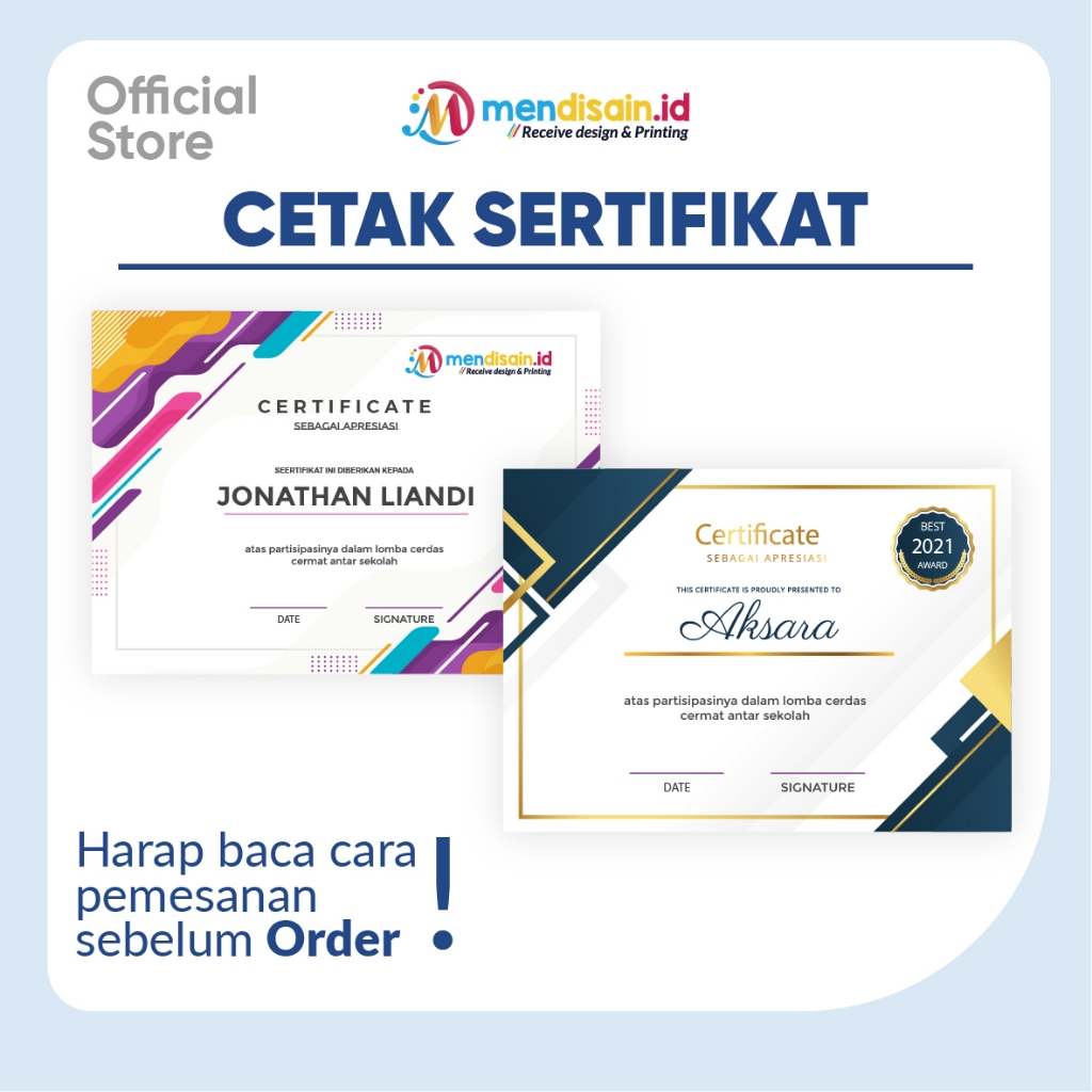 Jual Cetak Sertifikat Piagam Custom A4 - Custom Piagam Sertifikat ...
