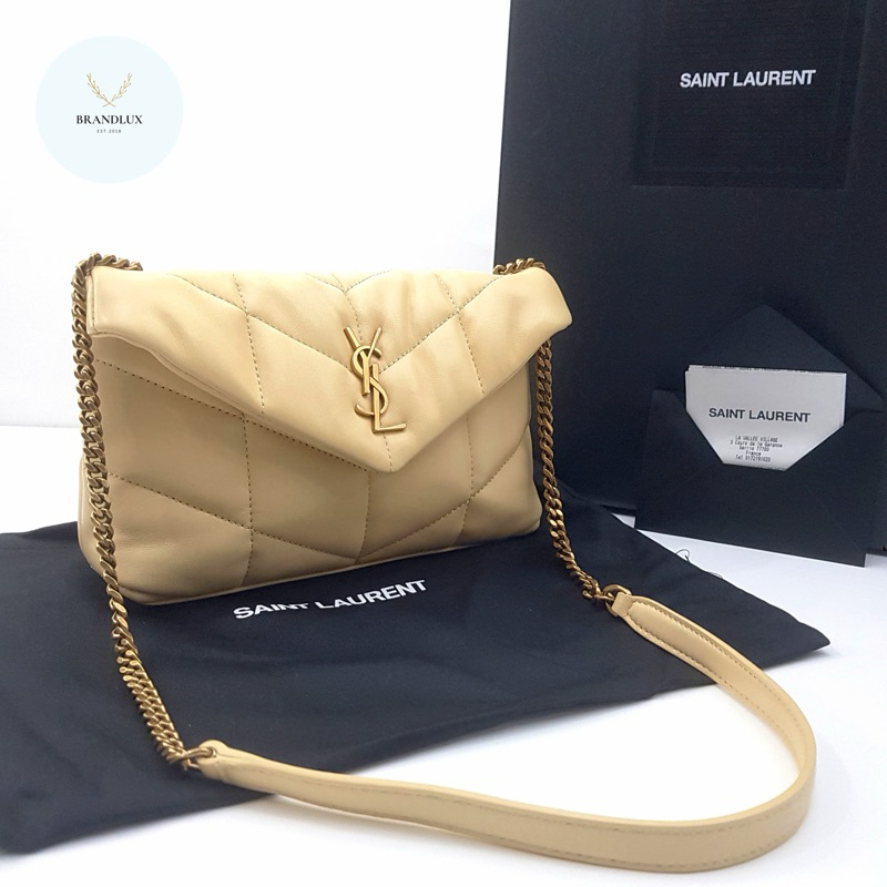Jual YSL SAINT LAURENT Mini LouLou puffer beige yellow GHW | Shopee ...
