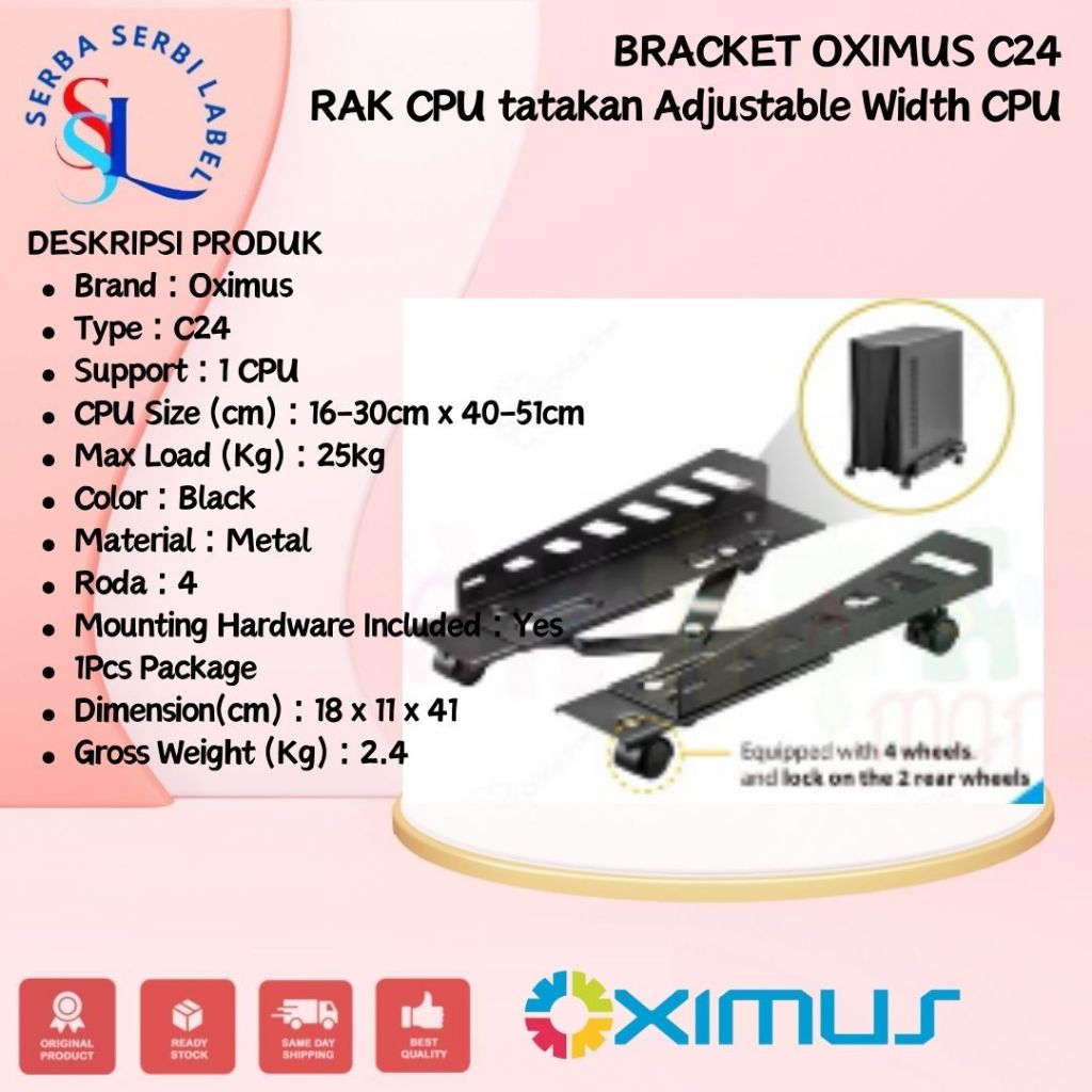 Jual RAK CPU tatakan Adjustable Width CPU OXIMUS C24 - C24 DT | Shopee ...
