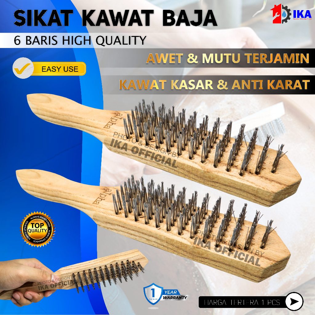 Jual Sikat Kawat 5 6 Baris / Sikat Baja Wire Brush Sikat kawat putih ...