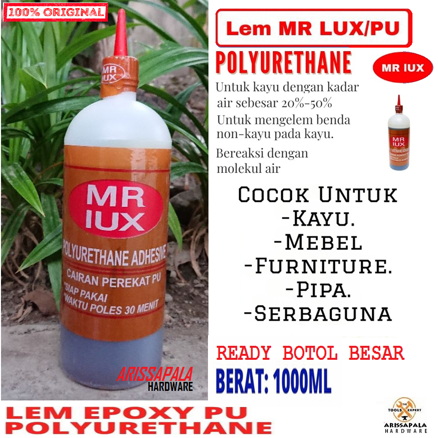 Jual Lem Kayu MR LUX Epoxy PU 1 kg Lem Kayu Serbaguna Polyurethane MR ...