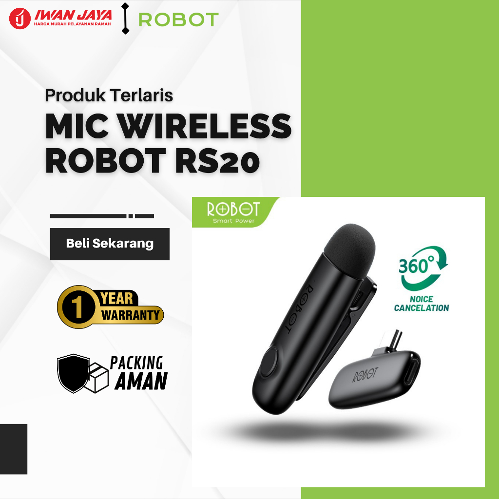 Jual MIC WIRELESS ROBOT RS20 BLACK | Shopee Indonesia
