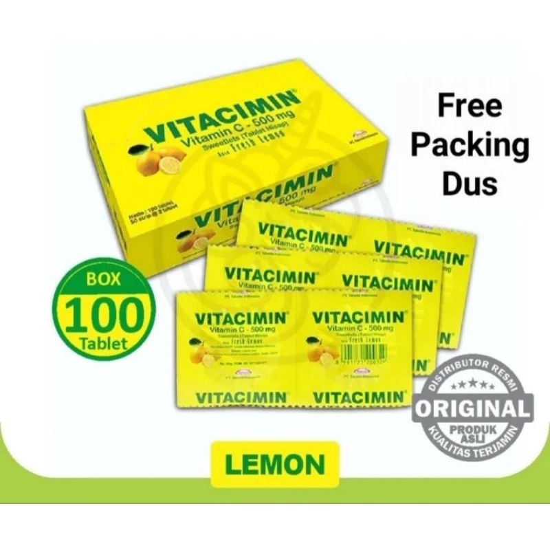 Jual Vitacimin Lemon 500mg Strip 2 Tablet / Promo Murah VItamin C ...
