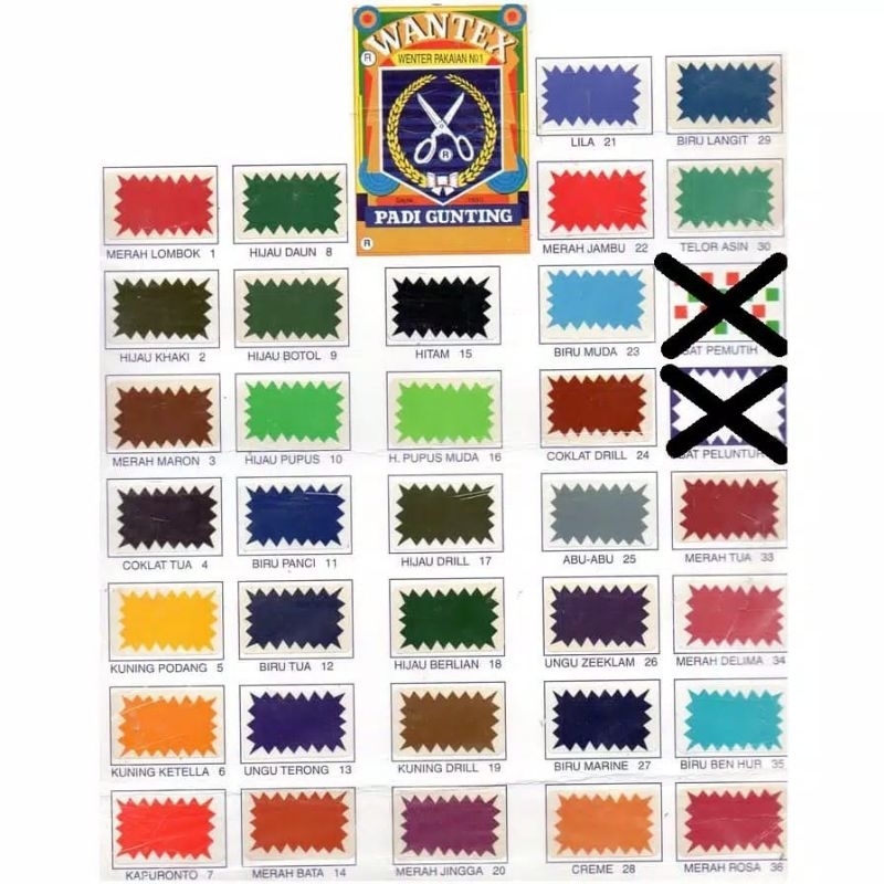 Jual wantex pewarna kain cap padi gunting | Shopee Indonesia