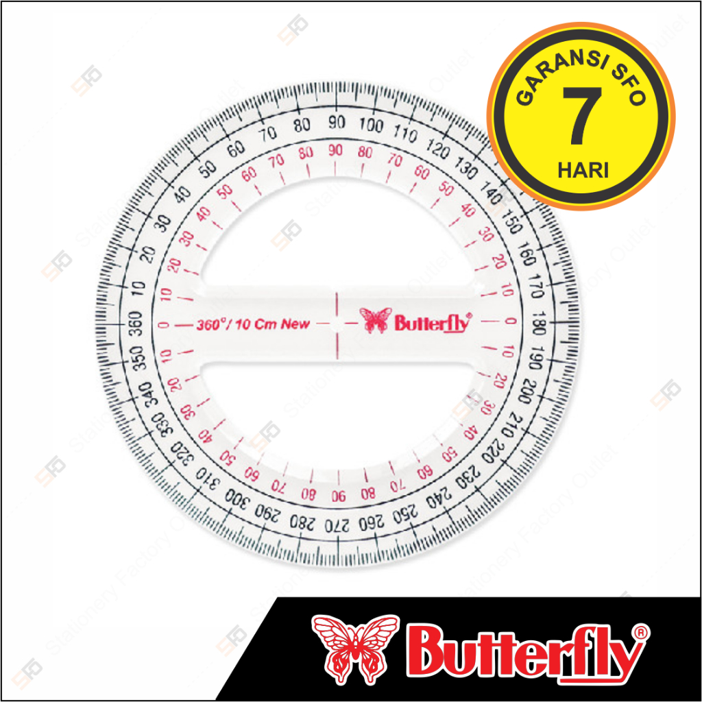 Jual Penggaris Busur Butterfly 360 derajat 10cm New - 2 Lubang - SFO ...