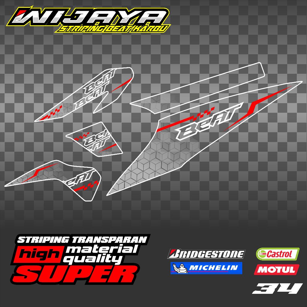 Jual Striping Beat karbu honda transparan maxdecal uv premium,striping ...