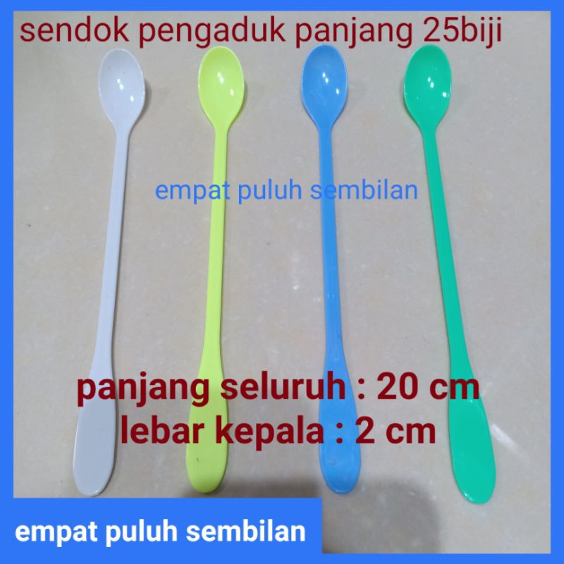 Jual 1 pak sendok es plastik panjang isi 25biji / sendok pengaduk ...